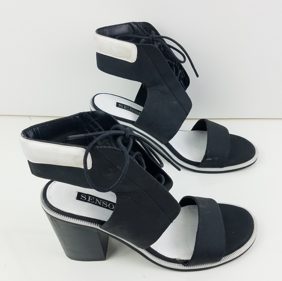 SENSO | Shoes | Senso Riley Black And White Heeled Sandals Sz 4 | Poshmark